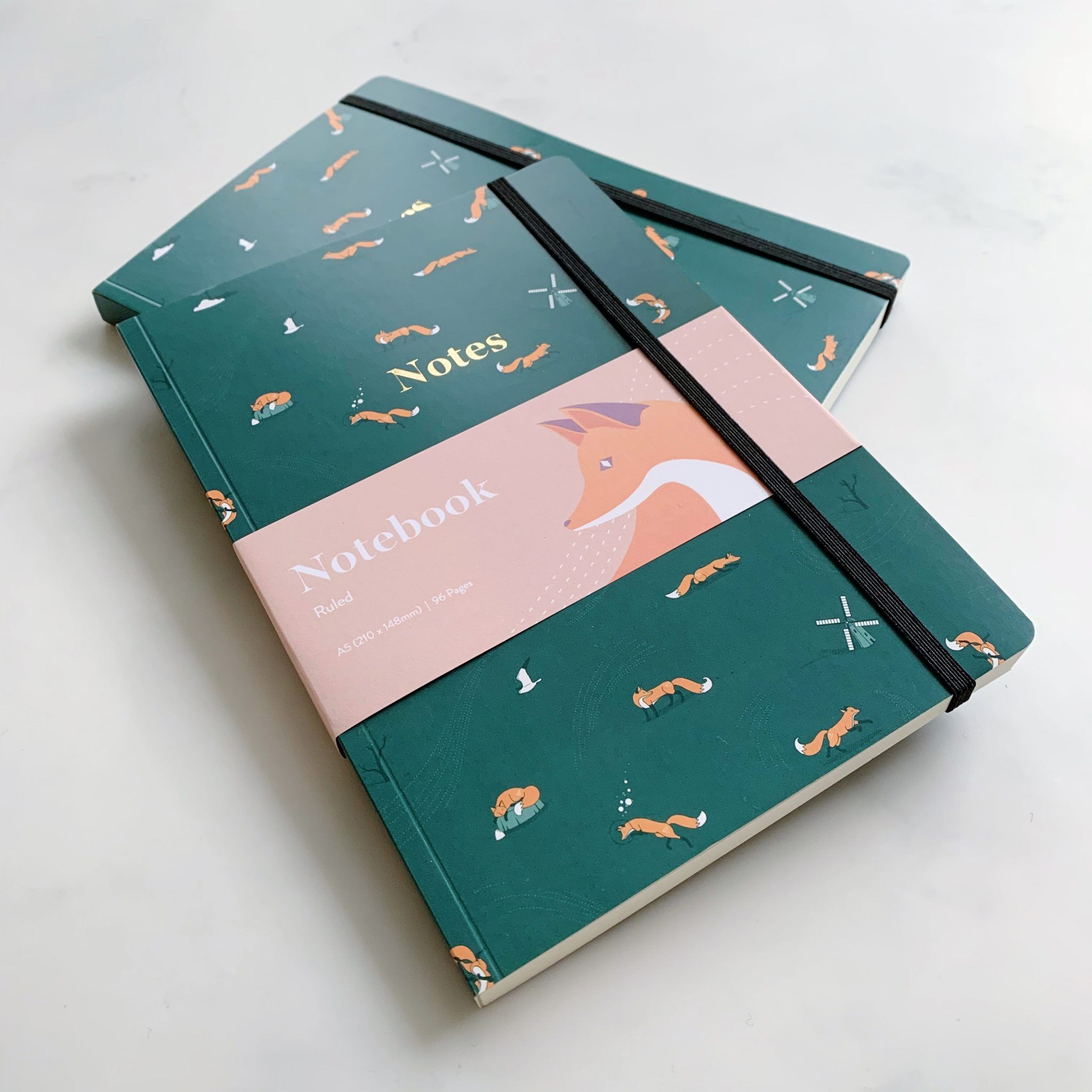 "Summer Rain" Green A5 Fox Notebook | Quinn the Fox