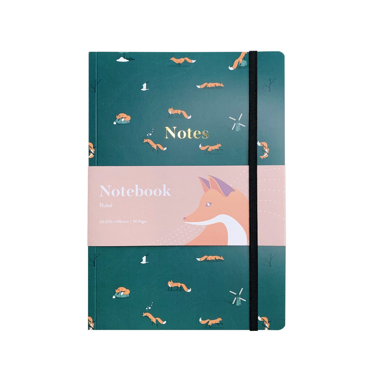 "Summer Rain" Green A5 Fox Notebook | Quinn the Fox