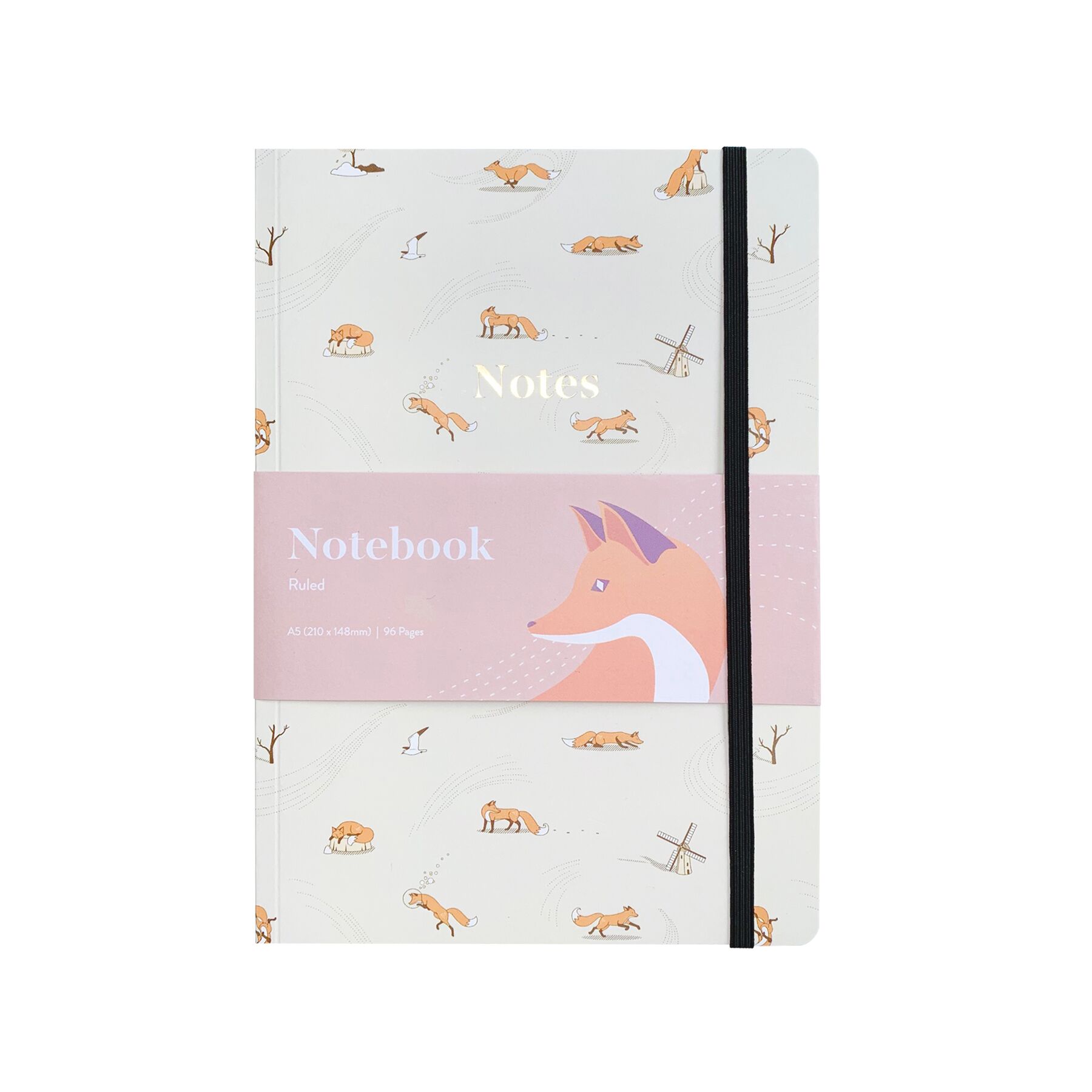 "Windswept" Ecru A5 Fox Notebook | Quinn the Fox