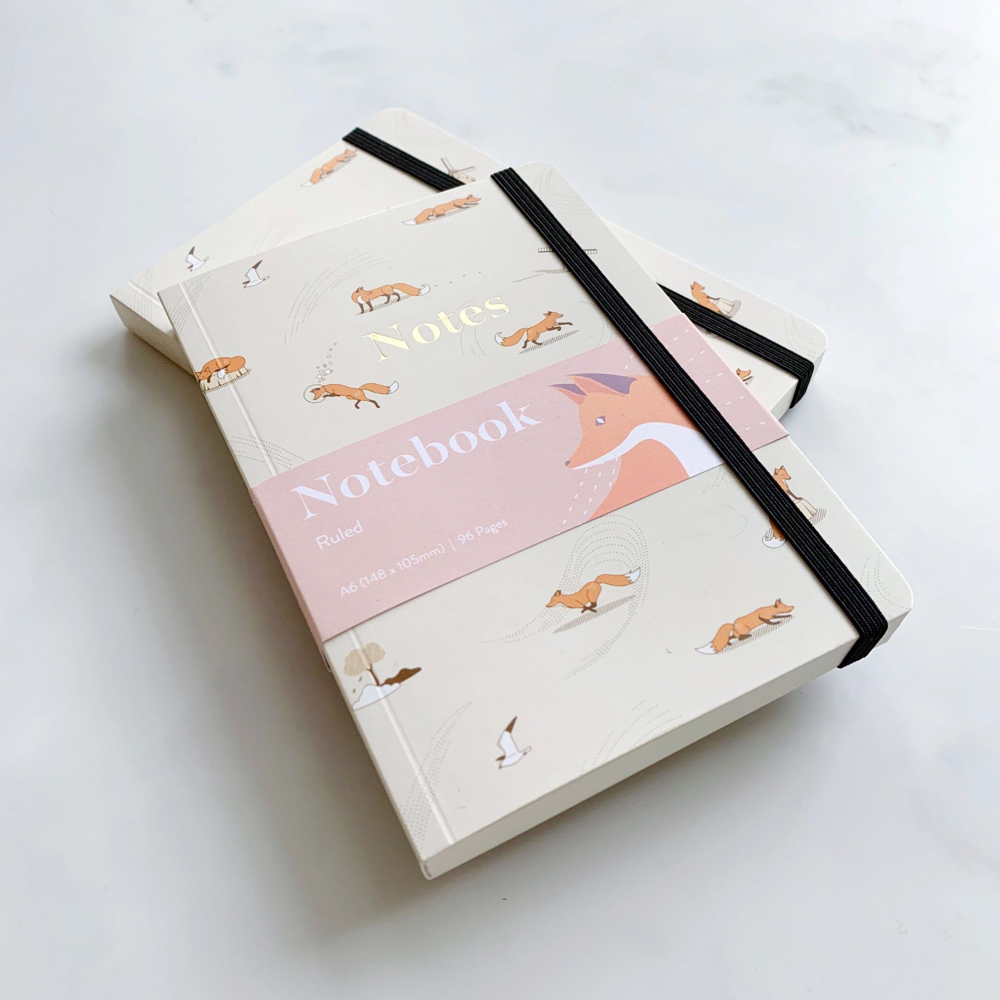 "Windswept" Ecru A6 Fox Notebook | Quinn the Fox